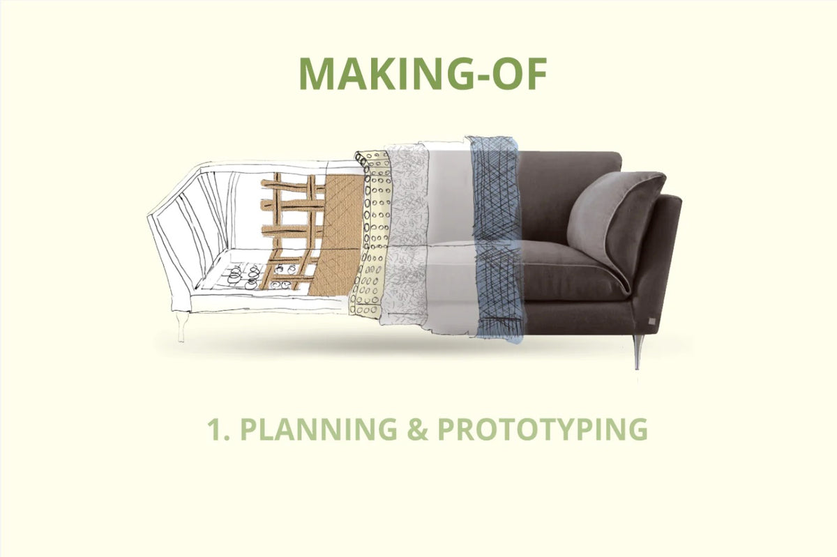 Step-by-step process of crafting an eco-friendly sofa, demonstrating ...